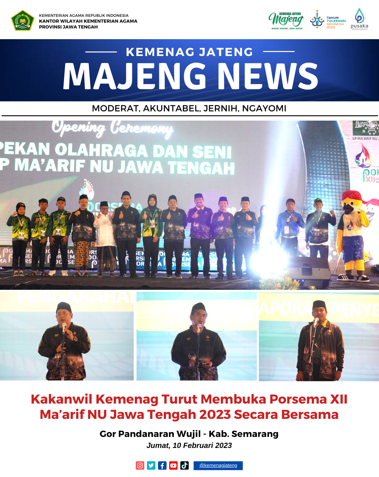 Kakanwil Kemenag Turut Membuka Porsema XII Ma’arif NU Jawa Tengah Tahun ...